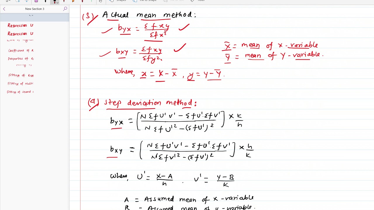 Formula to Calculate Regression Coefficients in Discrete Series and ...
