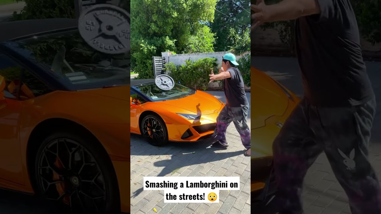 Smashing a Lamborghini on the streets! - #shorts #youtubeshorts # ...