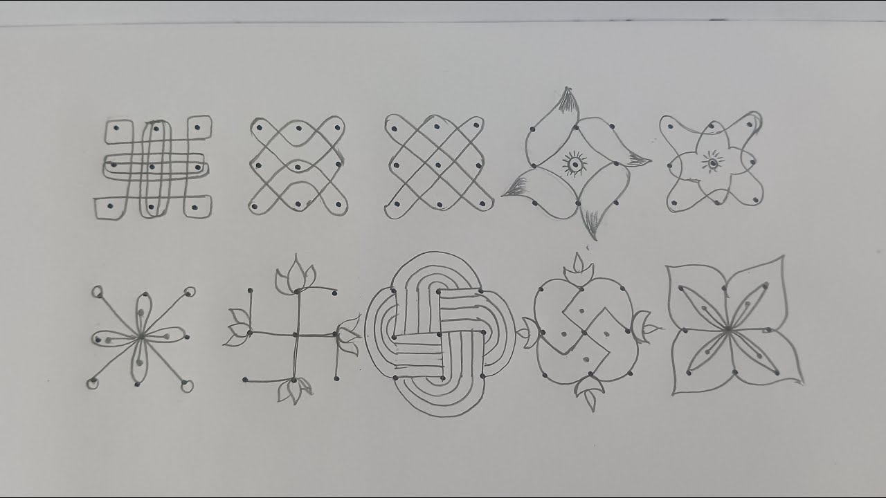 10 Easy 3×3 Kolam Designs for Beginners for 10 Days #easykolam - YouTube