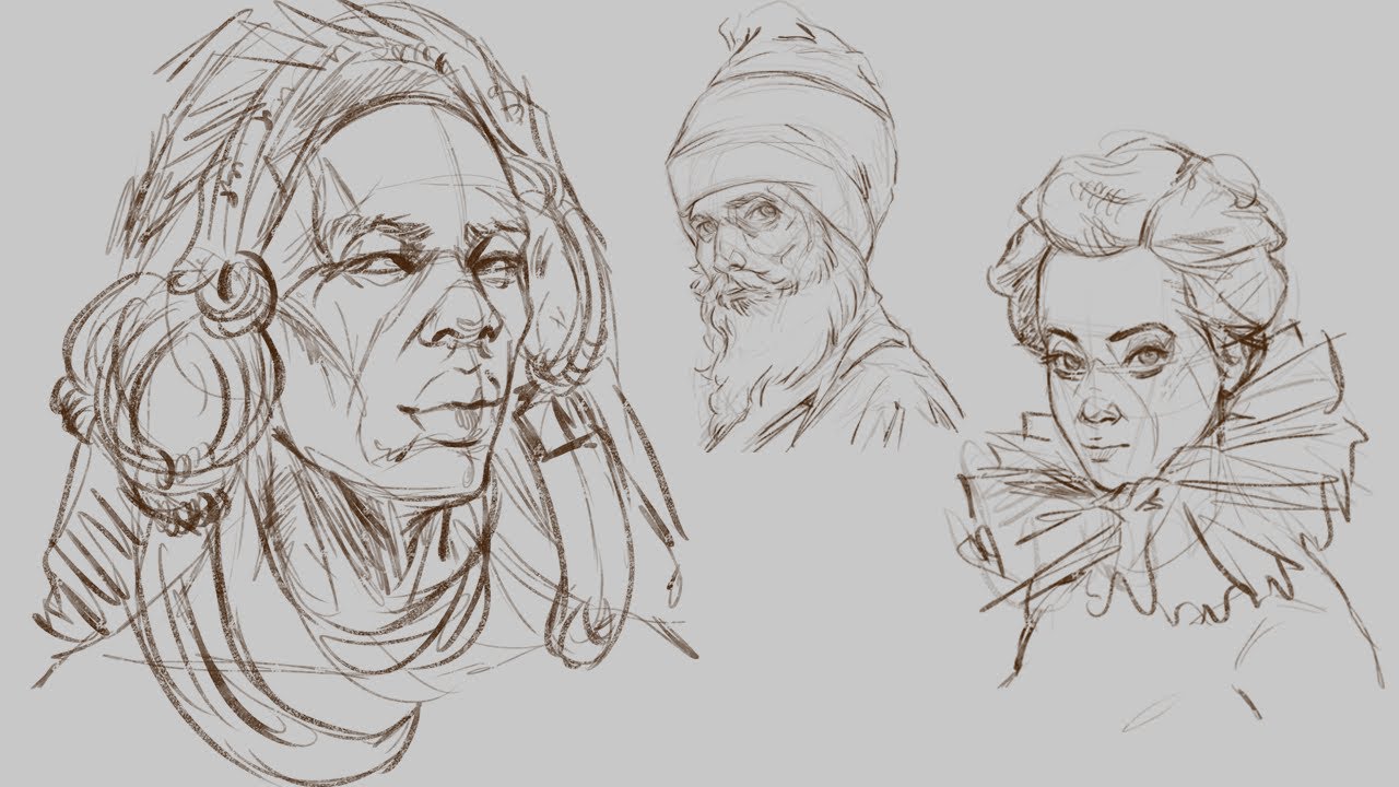 Draw/Sketch with me .. Portrait drawings - YouTube