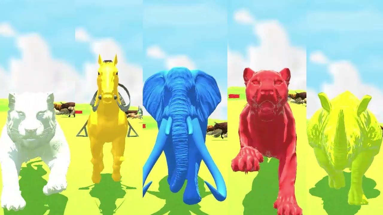 Wild Colored Animals Speed Races | Horse, Tiger, Rhino, Jaguar ...
