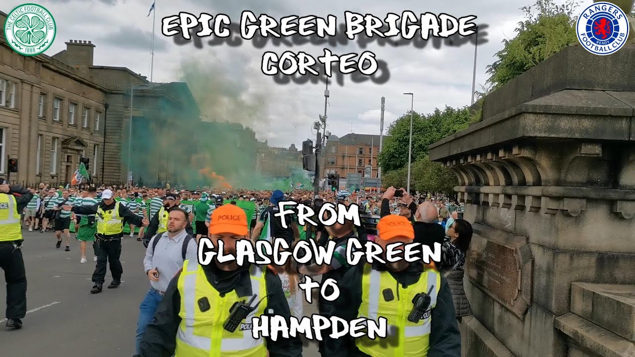Epic Green Brigade Corteo (Fan March) from Glasgow Green to Hampden ...