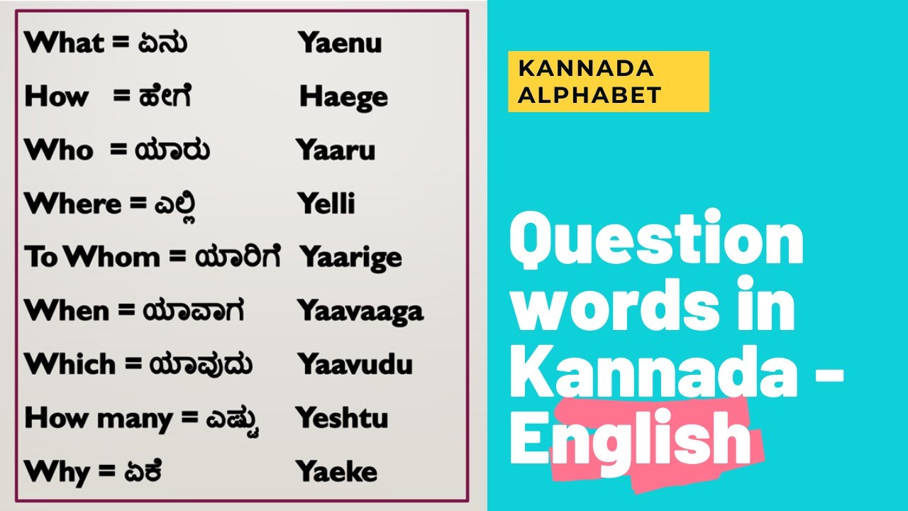 Question Words In Kannada English With Examples I 