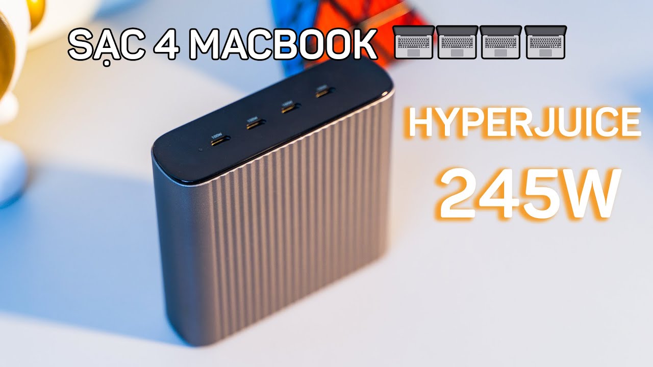 HyperJuice 245W GaN: Nhỏ gọn sạc được 4 Macbook cùng một lúc! - YouTube
