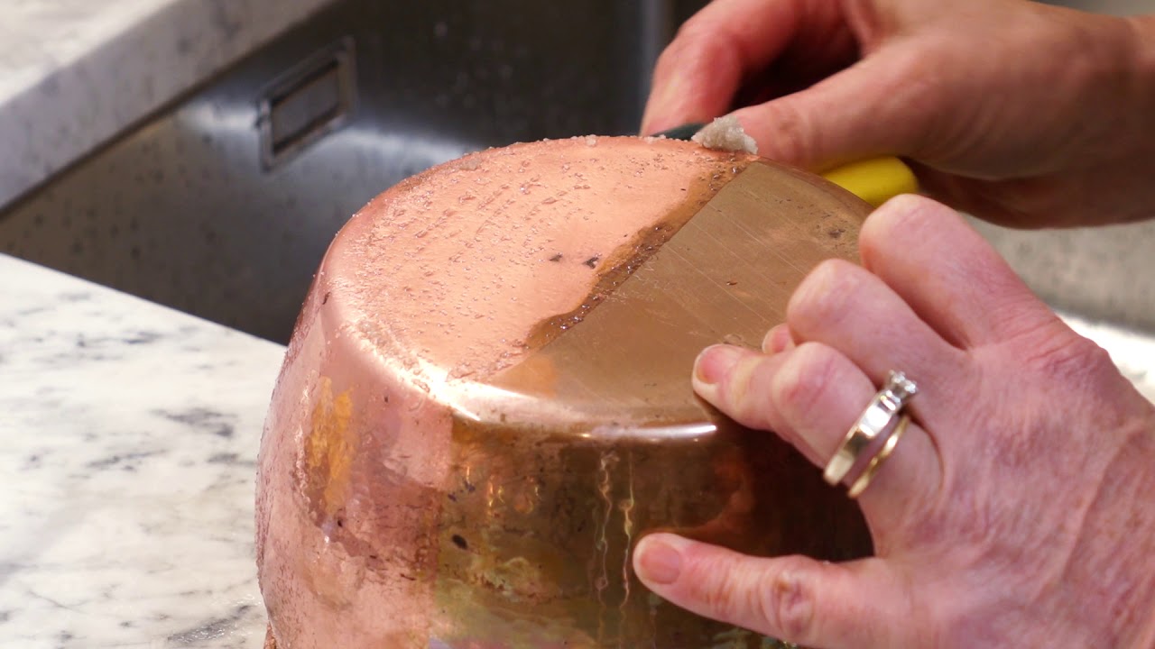 How to polish copper cookware with salt and lemon juice (or vinegar ...