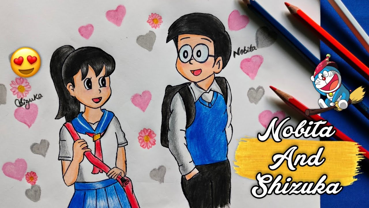 How to draw Nobita and Shizuka love |Nobita and Shizuka drawing love ...