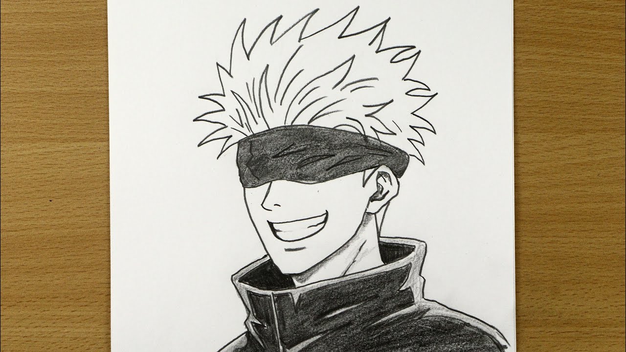 Easy Anime Drawing | How to Draw Gojo Satoru Step by Step | Naruto ...