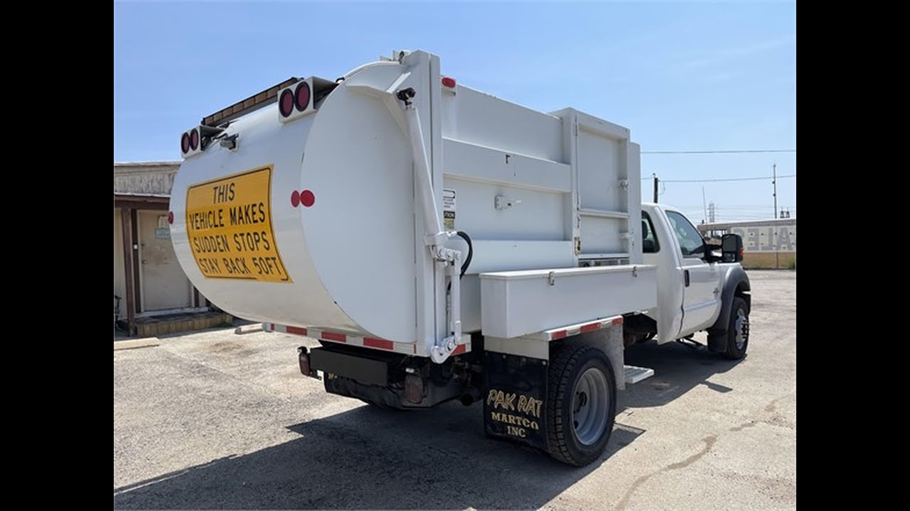 2012 FORD F450 MARTCO SIDE LOAD COMPACTOR - YouTube