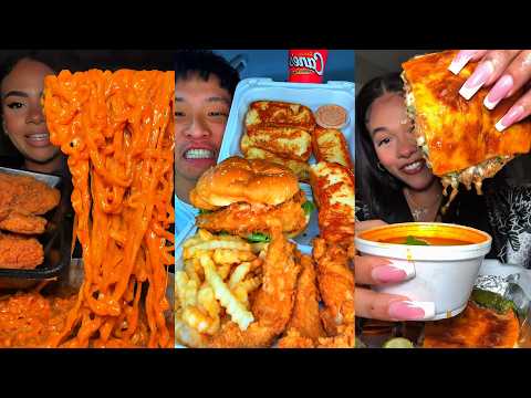 TIKTOK Mukbang Compilation | Wingstop, Raising Cane's, Taco Bell, Chipotle & More!