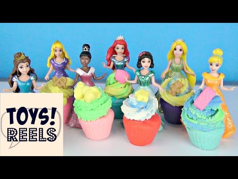 Magiclip Disney Princesses with Shopkins Play-Doh Cupcakes Surprises!