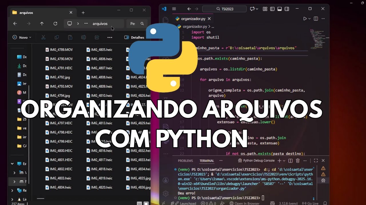 Organizando arquivos com Python - YouTube