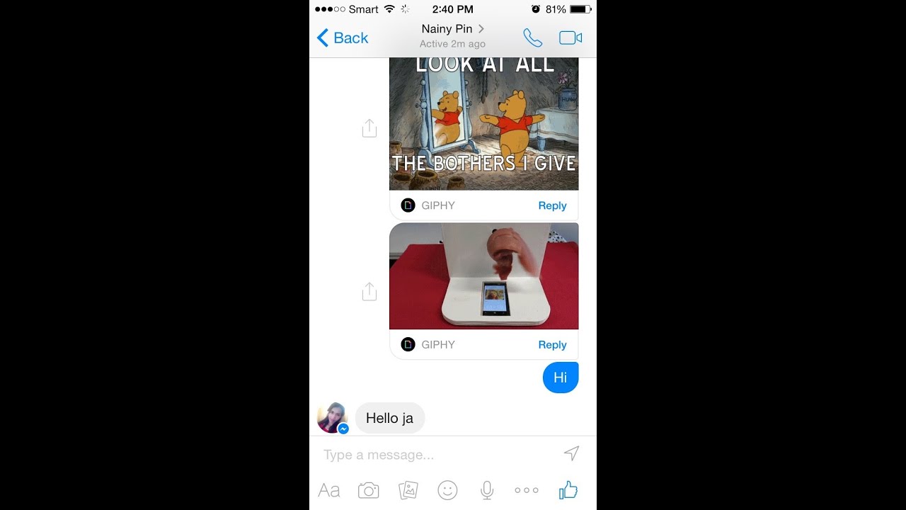 How To Send GIFs On Facebook Messenger for iPhone iPod iPad ( Giphy GIF ...