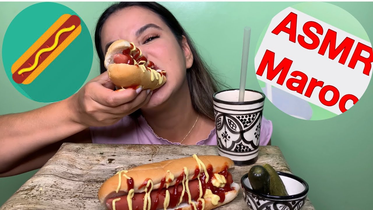 ASMR EATING HOT DOG WITH MUSTARD and KETCHUP EATING SOunds yummy - YouTube
