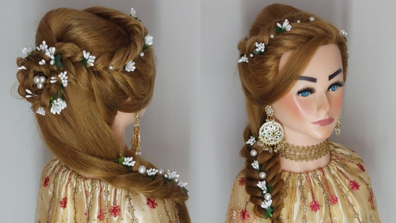 Latest Stylish Pakistani Side Braid Hairstyle Tutorial | Wedding/Party ...