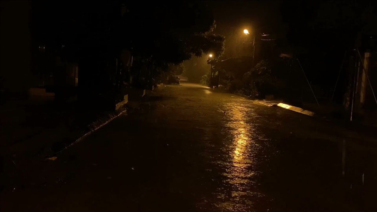 Night Thunderstorm In Quiet Road | Heavy Rain & Very Loud Thunder ...