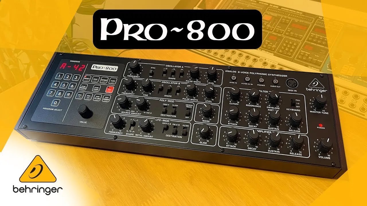 Behringer PRO 800, 8 Voice poly synth, no talking sounds only - YouTube