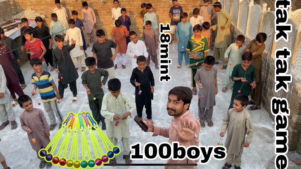 The world biggest 100 boys clackers ball challenge || Tak Tak game ...