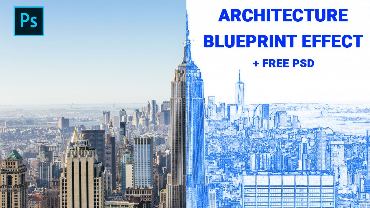 Architecture Blue Print effect in Adobe Photoshop Tutorial + FREE PSD ...