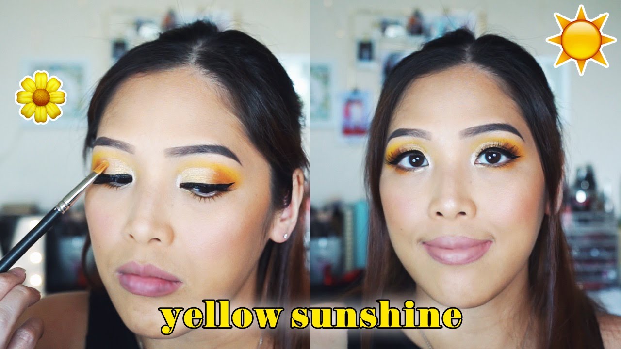 ☀️ YELLOW SUNSHINE MAKEUP 🌼 | Quick & Easy Yellow Eye Look | BEAUTY - YouTube