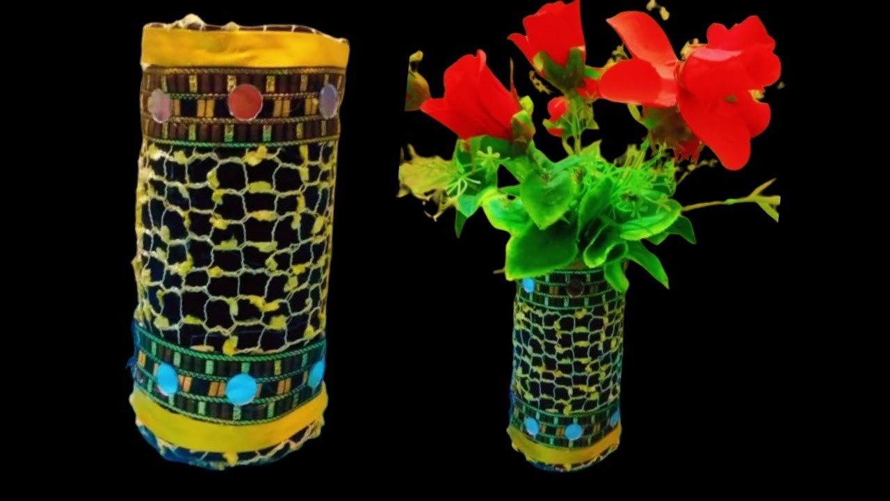 bottle recycle flower vase | reuse of waste material at home easy ...