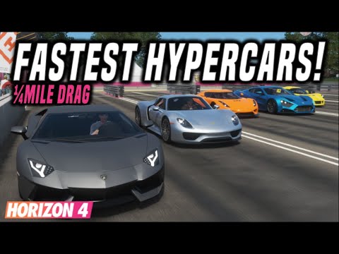FH4 | Top 28 FASTEST Hypercars (Stock) | 1/4Mile Drag Strip - YouTube