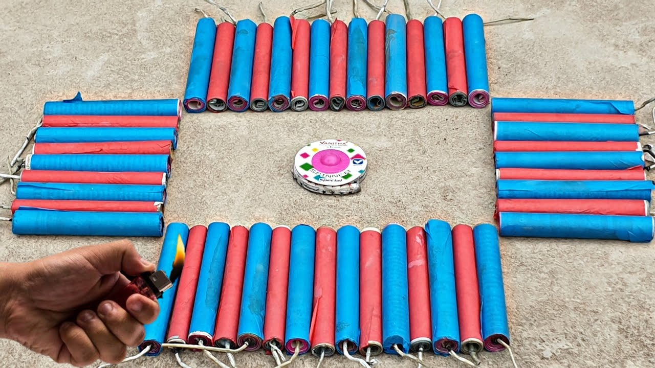 RED BIJLI CRACKERS AND BLUE BIJLI CRACKERS EXPERIMENT, FIREWORKS ...