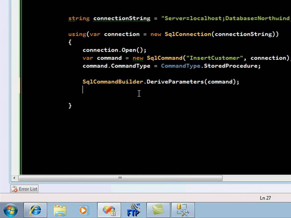 Using Sqlcommandbuilder Derive Parameters Method Youtube