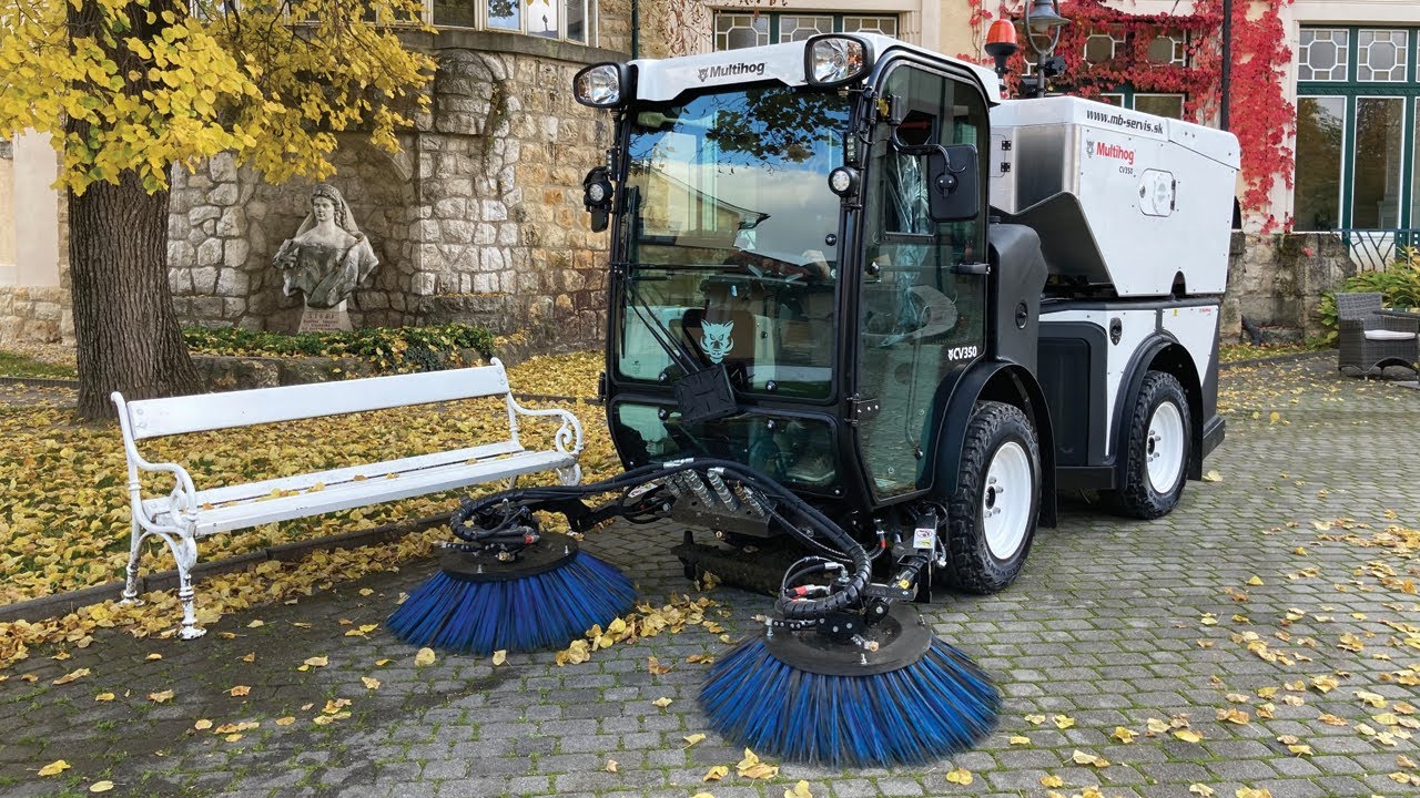 Multihog CV Sweeper - Leaf Collection - YouTube