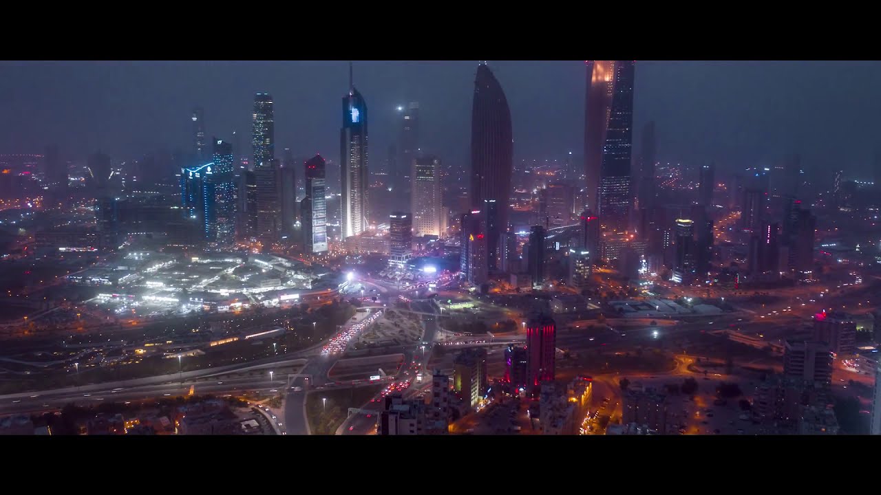 Kuwait at Night From Drone 4K | A City In Motion | KUWAIT CITY 4K (DJI ...