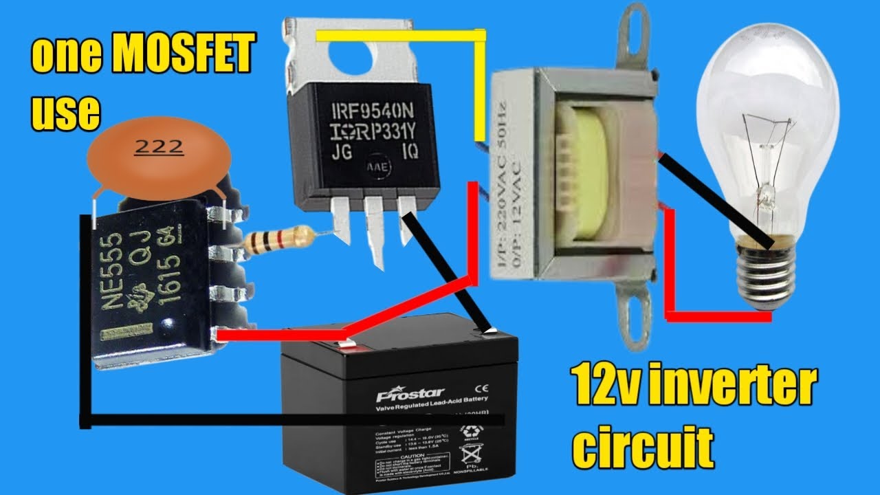 inverter circuit || only one mosfet useing || ne555ic use || simply ...