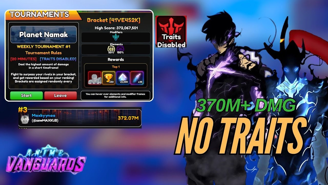 [TRAITLESS] 370M+ TOURNAMENT TUTORIAL FULL GAMEPLAY - Anime Vanguard ...