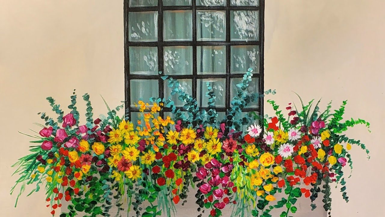 Floral Window Box Acrylic Painting LIVE Tutorial - YouTube