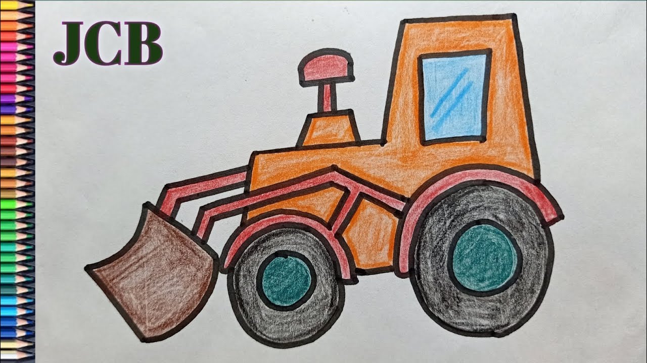 How to draw JCB Machine| JCB machine drawing easy for kids| JCB simpe ...