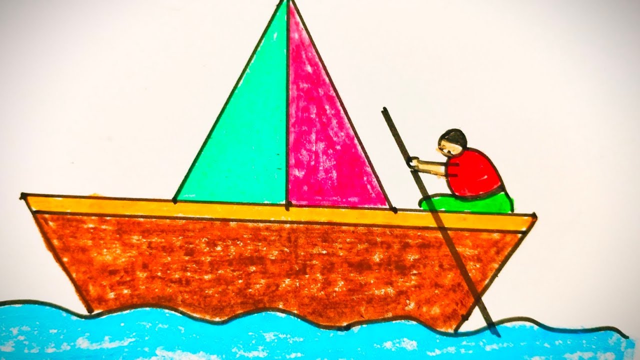 how to draw a boat/ সহজ নৌকা আঁকা শিখুন / sailing boat Drawing easy ...