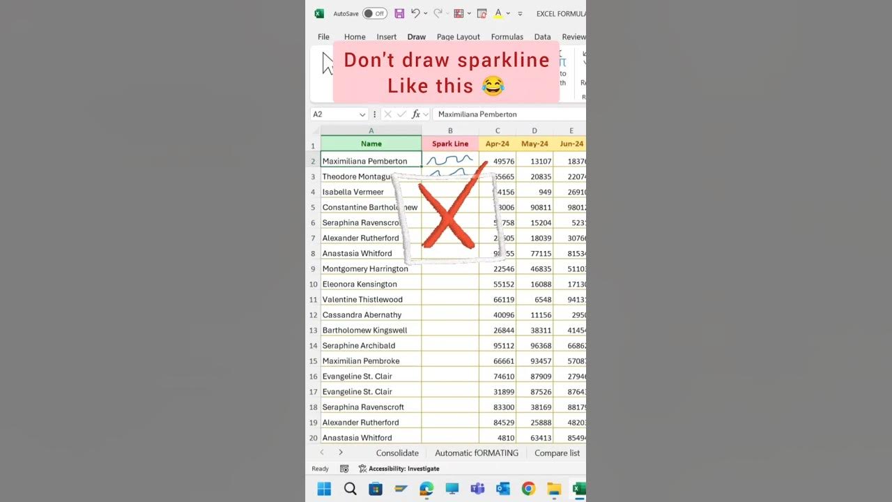 Excel Sparkline Chart #advanceexcel #exceltips #exceltricks #exceltutorial - YouTube
