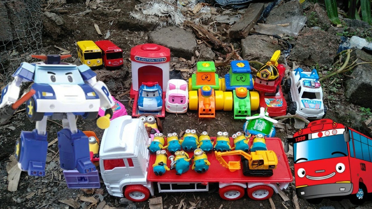 Mencari Mainan Minion Mobil Mobilan exavator truck Gani dan Robocar ...
