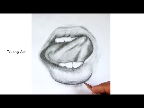 How to draw seductive lips with pencil - YouTube