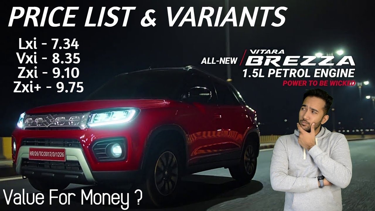 Maruti Suzuki Vitara Brezza Petrol Price Chart, Variants, Colors, Value ...