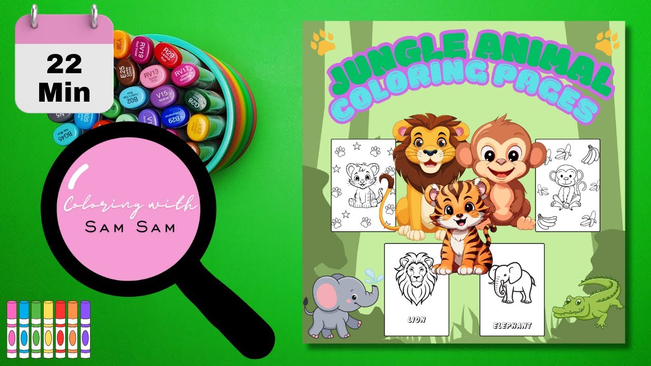 How to Learn to Color Jungle Animals for Kids I Fun Easy Art with ...