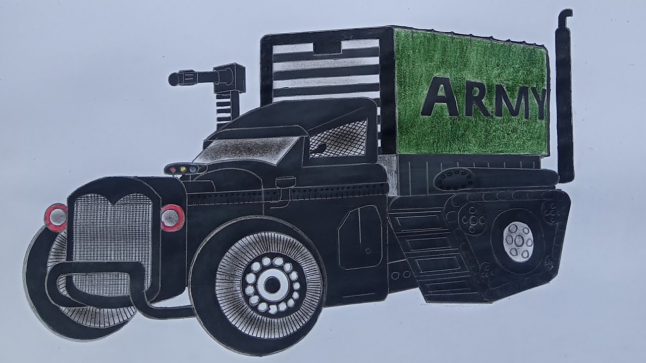 How to draw a Military vehicle | Armour vehicle drawing easy | Step by ...