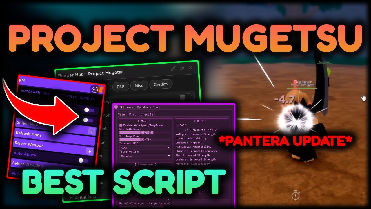 *PANTERA 🐆* PROJECT MUGETSU SCRIPT HACK 🔥 BEST AUTOFARM MOBS/PLAYERS 🔥 ...