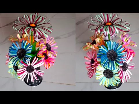 DIY Easy Paper Flower Guldasta | Guldasta Making With Paper And Plastic ...