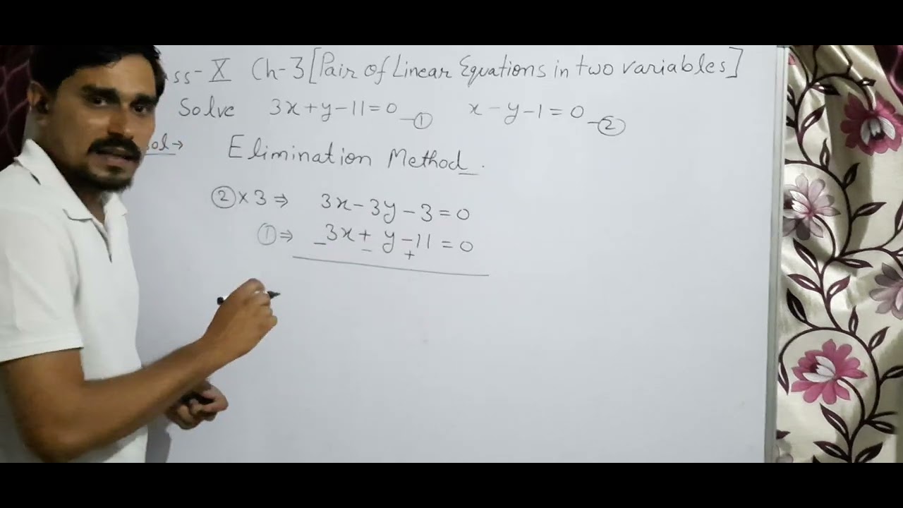 Class- 10 Ch-3 Elimination method for solving the pair of linear equation in two variables - YouTube