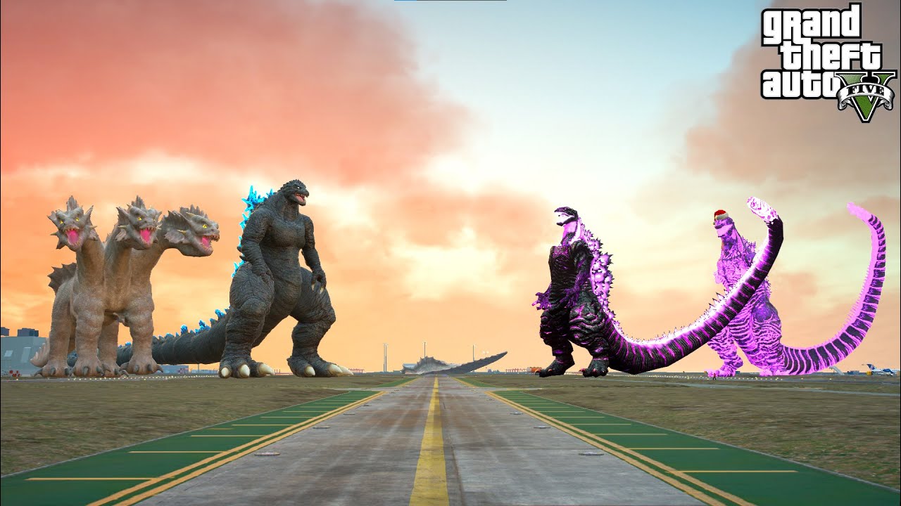 Team Shin Godzilla Vs Godzilla Ride and Hydra Big - GTA V Mods - YouTube