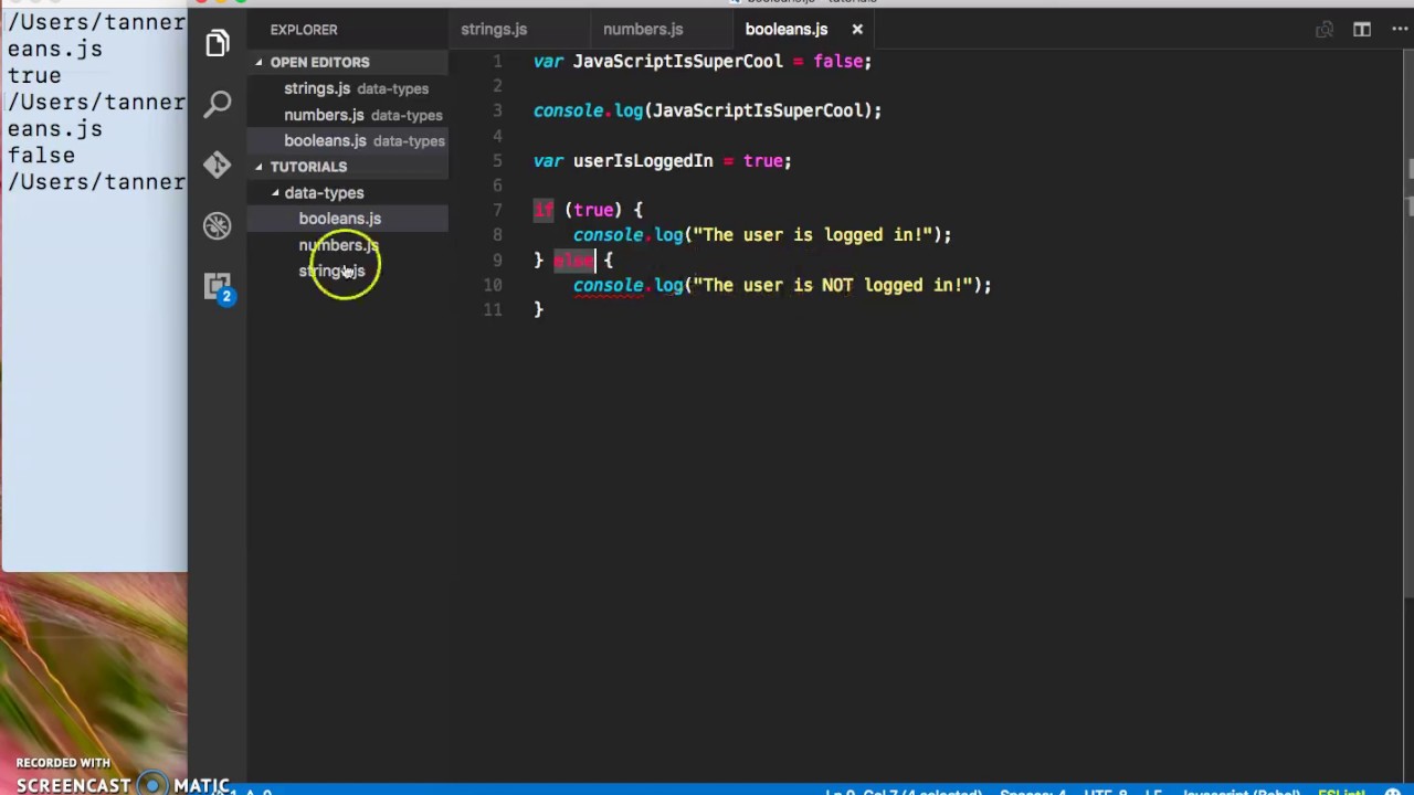 Javascript Data Types Booleans Youtube