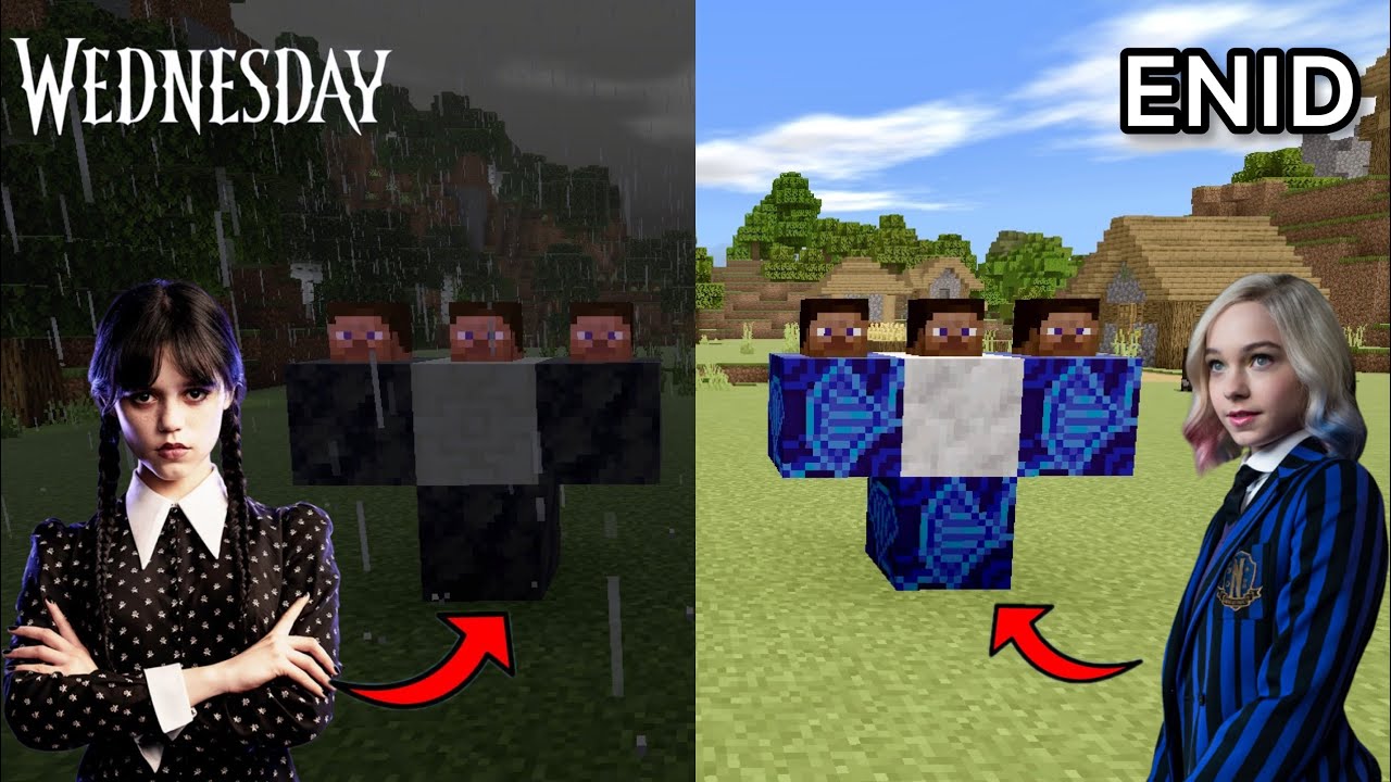 How to Spawn a Wednesday Addams and Enid Sinclair in Minecraft: - YouTube