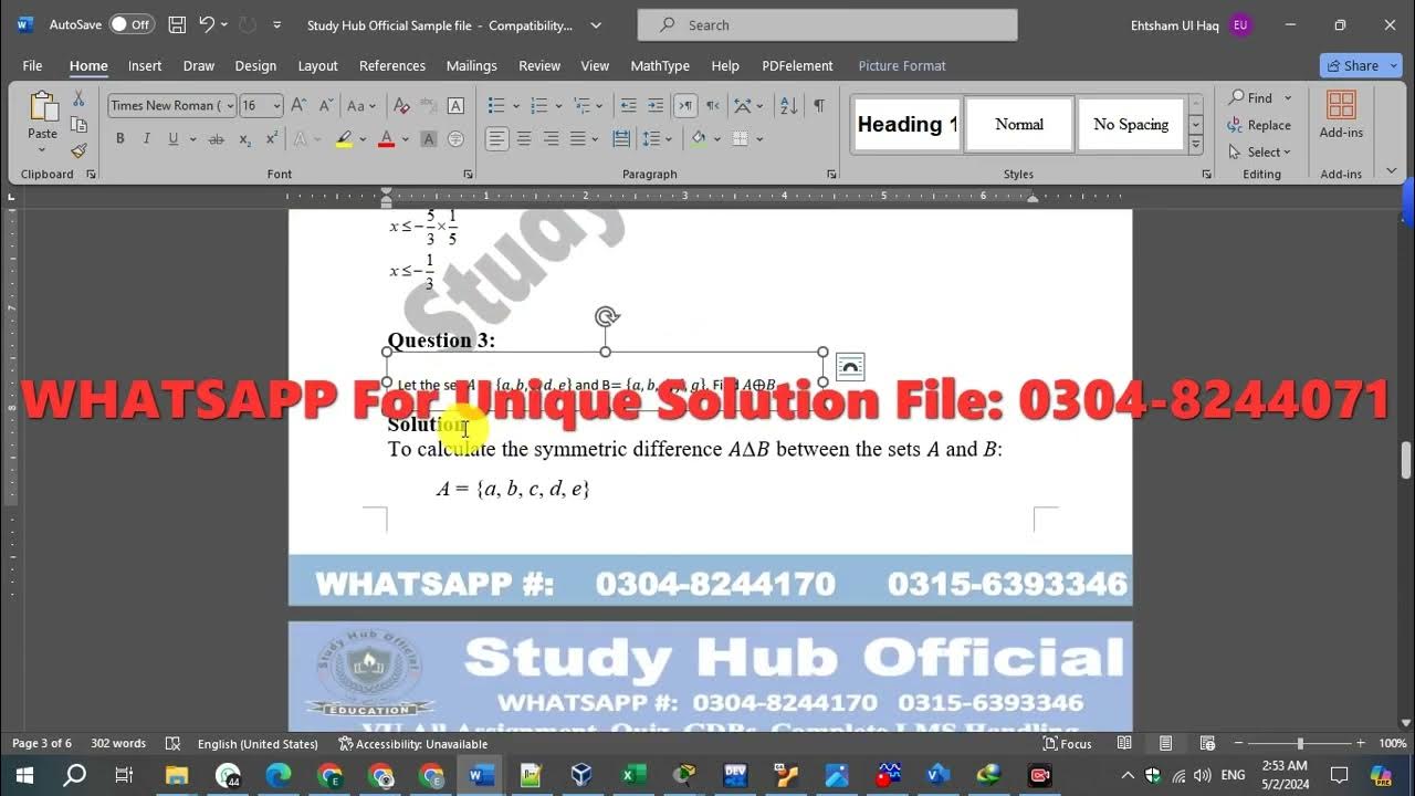 MTH104 Assignment 1 Solution Spring 2024 By Jamshaid Nasir - YouTube