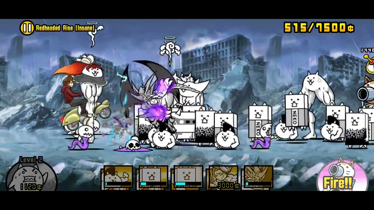 Battle Cats Redheaded Rise (Insane) - Redheaded Yuki Cat Awakens! Stage ...