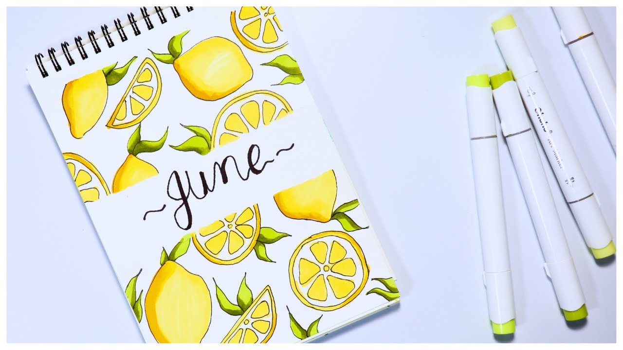 June Cover Page - Lemon Theme | Bullet Journal | Notebook Cover Design ...