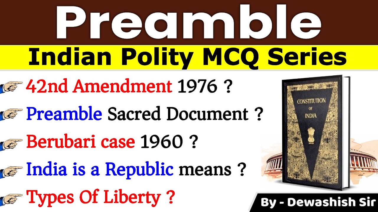 Preamble Of Indian Constitution MCQ | Polity MCQ | Marathon Polity MCQ ...